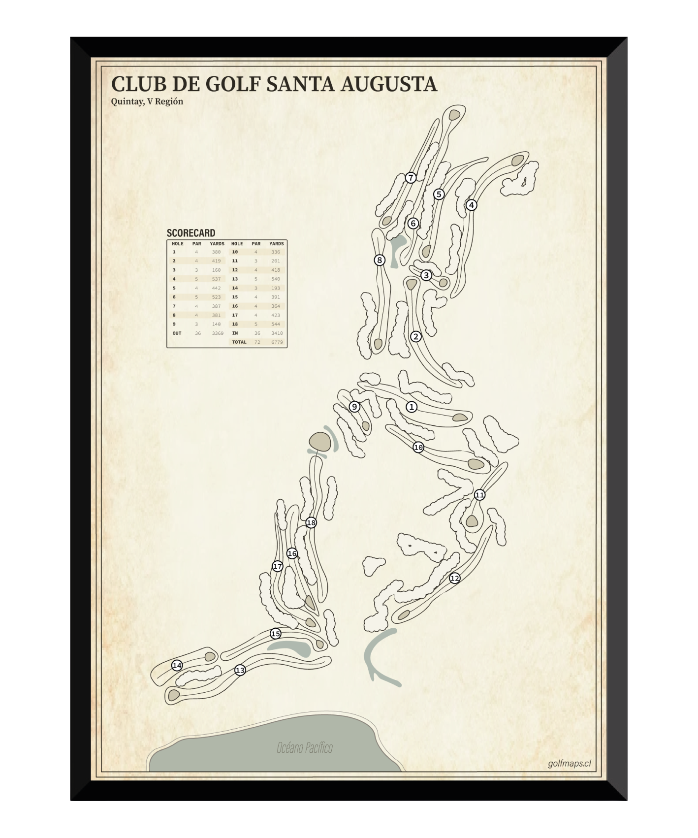 Club de Golf Santa Augusta - Treasure Map Series – Golf Maps Chile