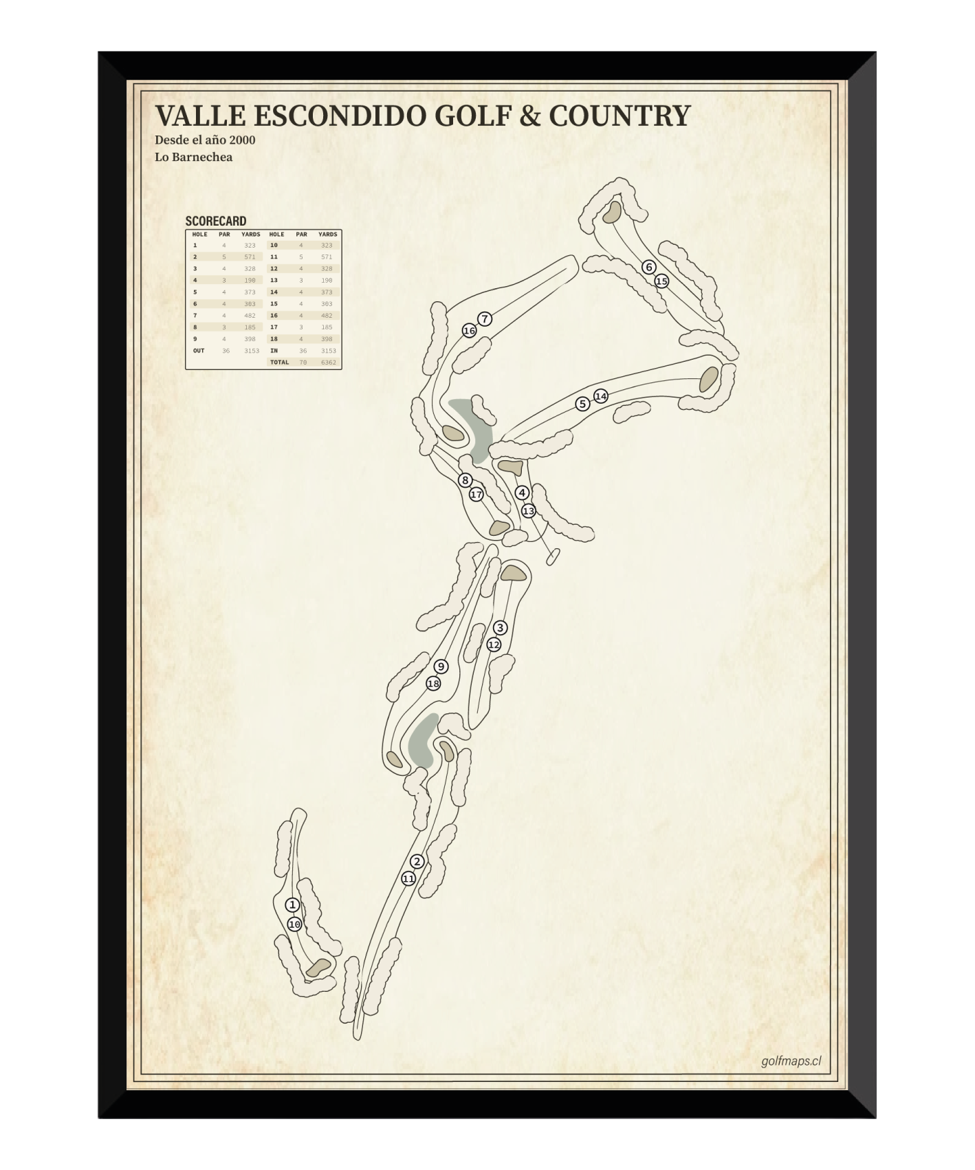 Club de golf Valle Escondido - Treasure Map Series – Golf Maps Chile
